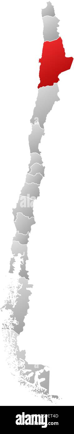 Map of Chile with the provinces, filled with a linear gradient ...