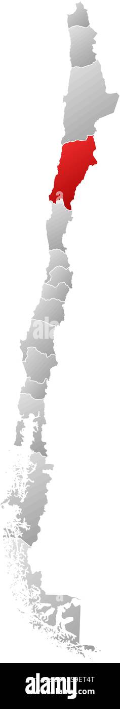 Map of Chile with the provinces, filled with a linear gradient, Atacama ...