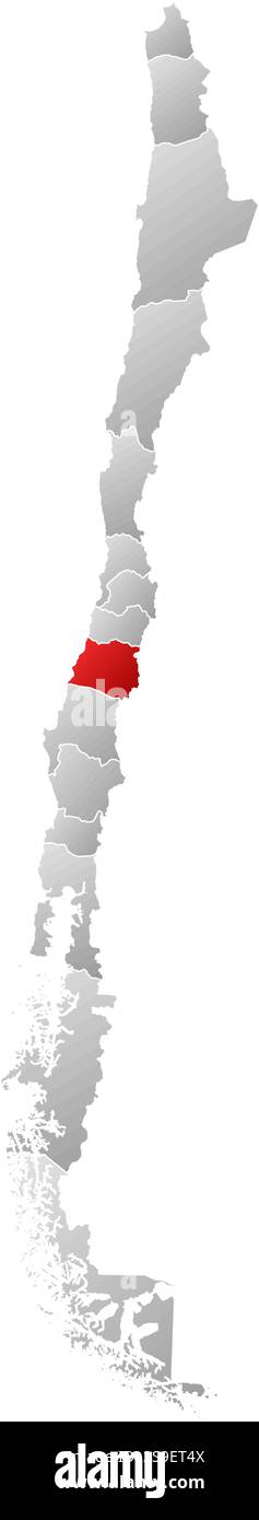 Map of Chile with the provinces, filled with a linear gradient, Maule ...