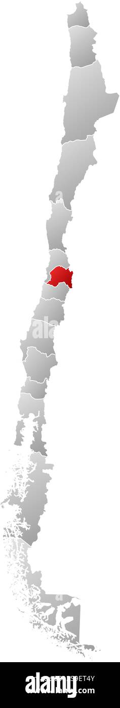 Map of Chile with the provinces, filled with a linear gradient ...