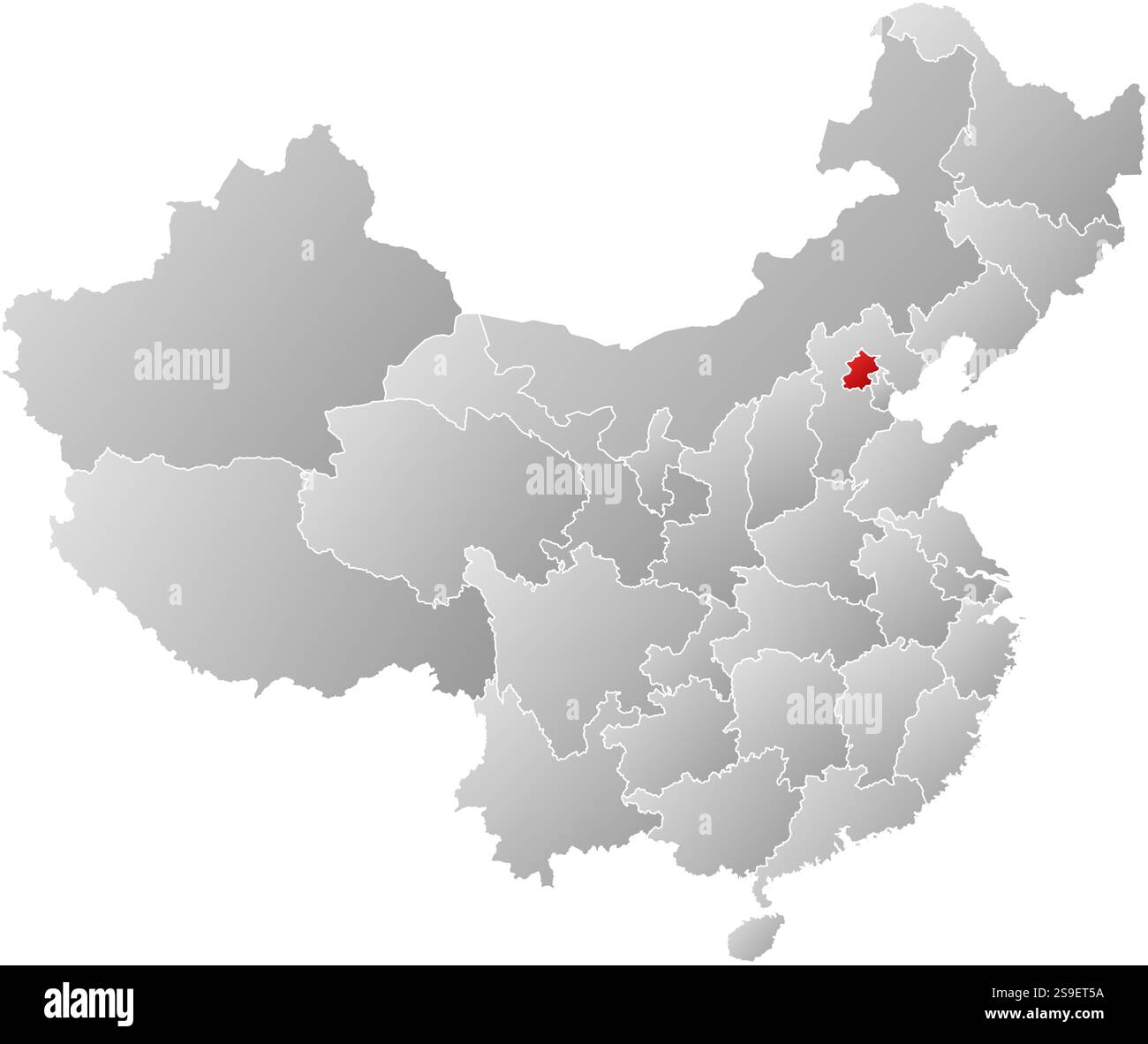 Map of China with the provinces, filled with a linear gradient, Beijing ...