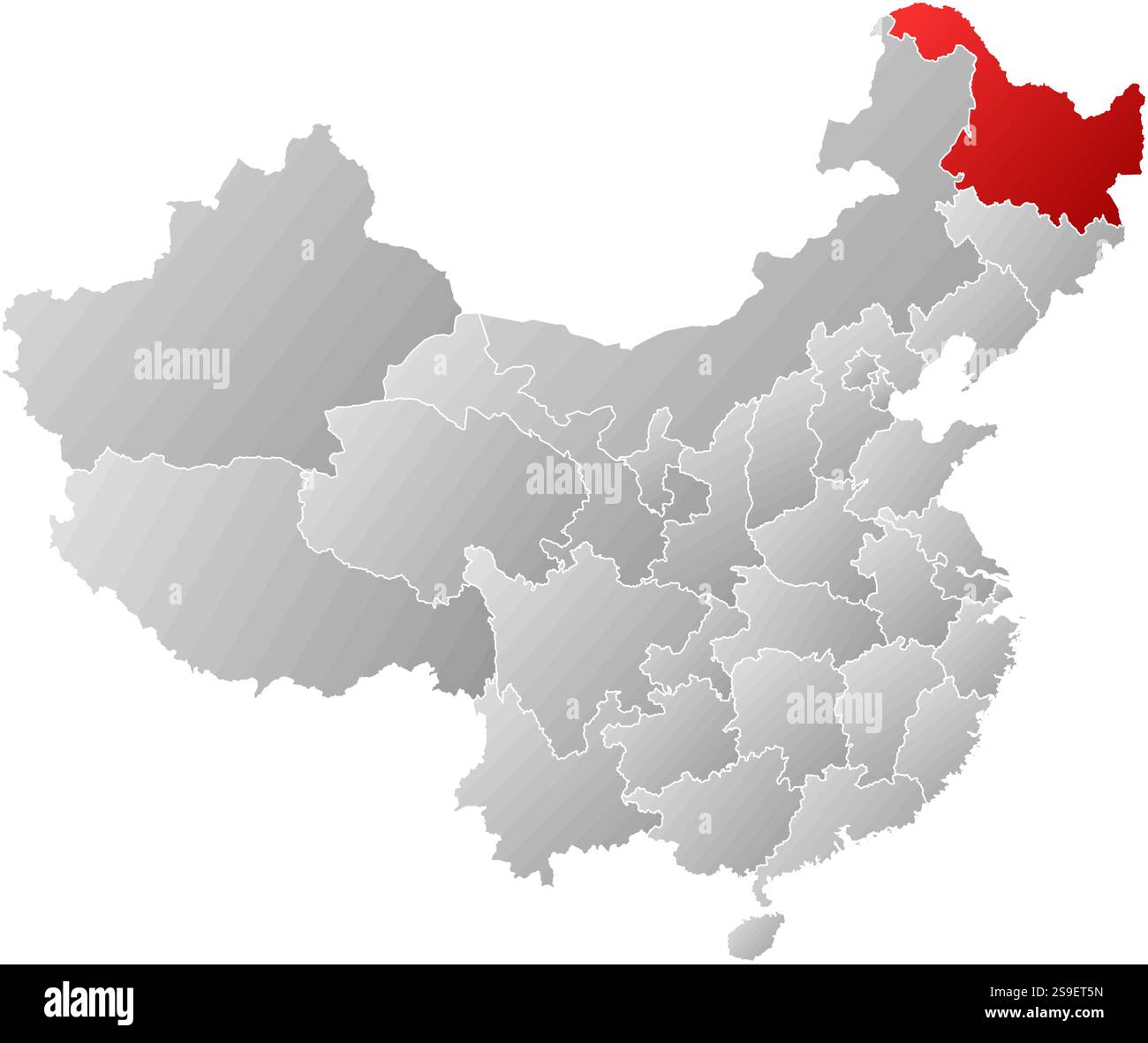 Map of China with the provinces, filled with a linear gradient ...