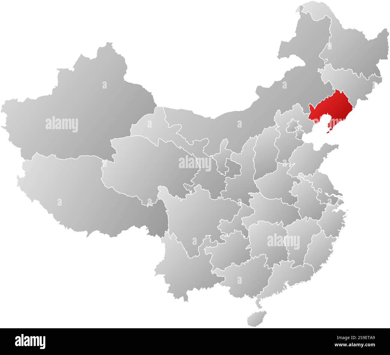 Map of China with the provinces, filled with a linear gradient ...