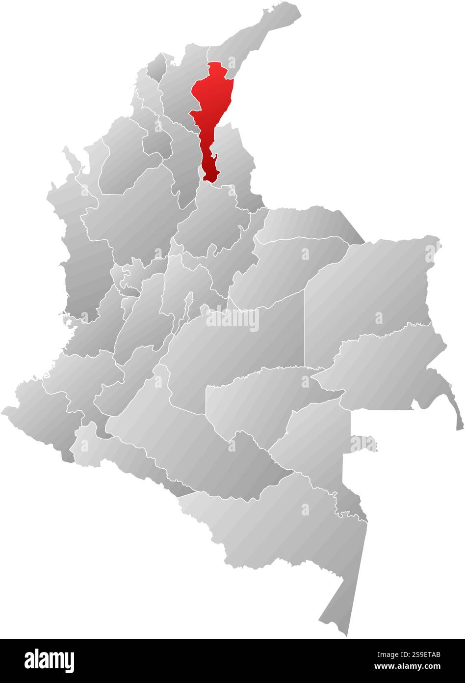 Map of Colombia with the provinces, filled with a linear gradient ...