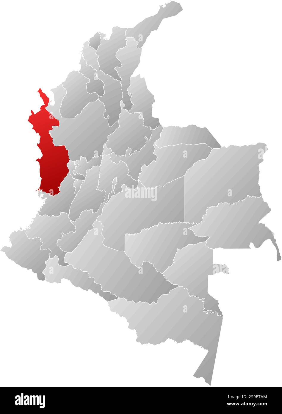 Map of Colombia with the provinces, filled with a linear gradient ...