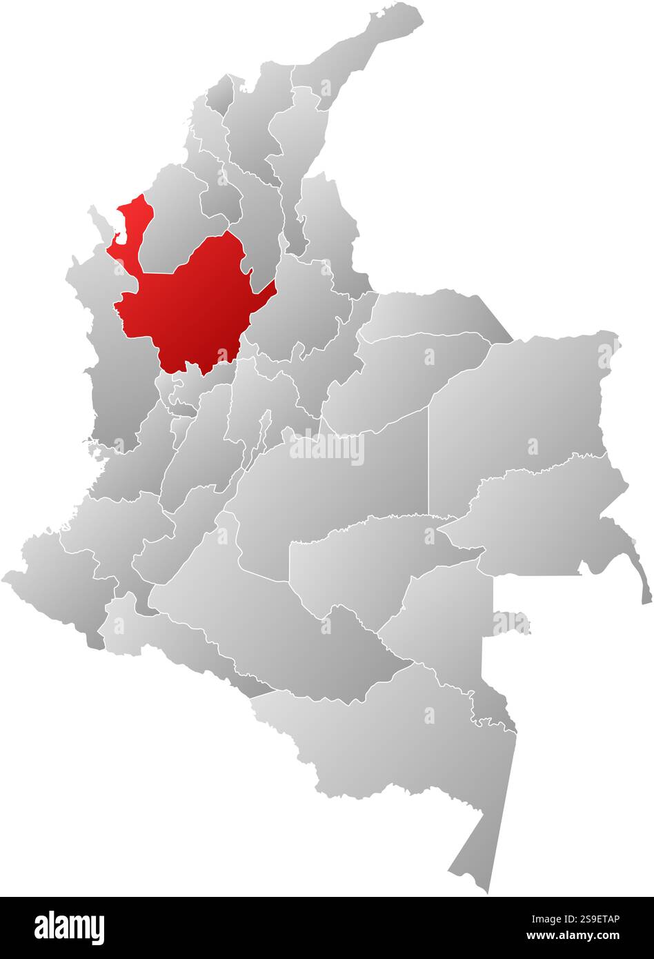 Map of Colombia with the provinces, filled with a linear gradient ...