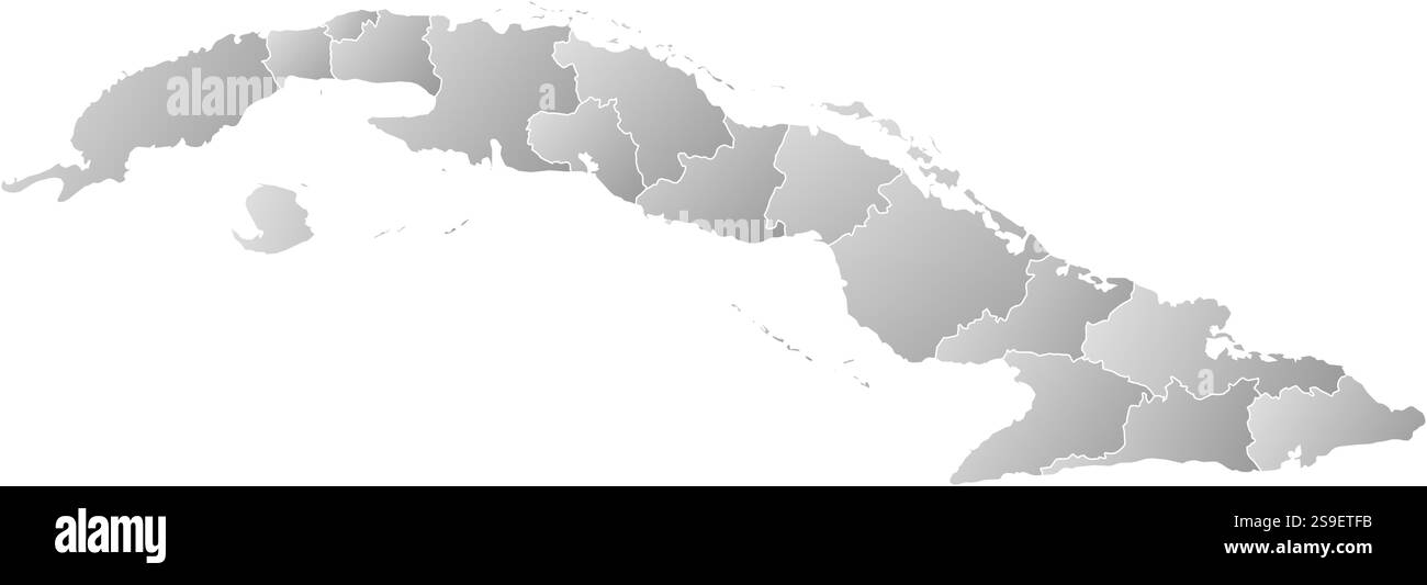 Map of Cuba with the provinces, filled with a linear gradient Stock ...