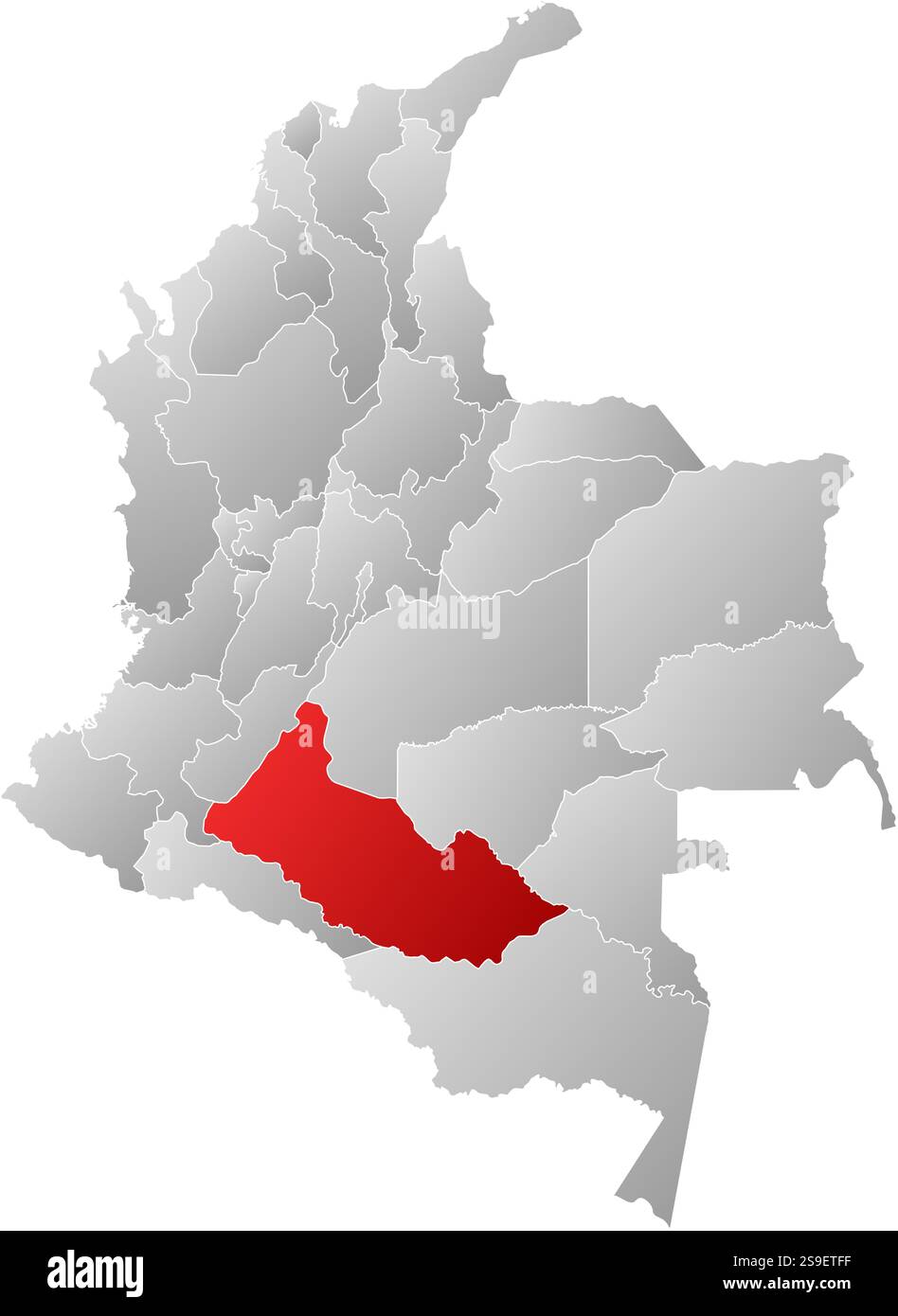Map of Colombia with the provinces, filled with a linear gradient ...