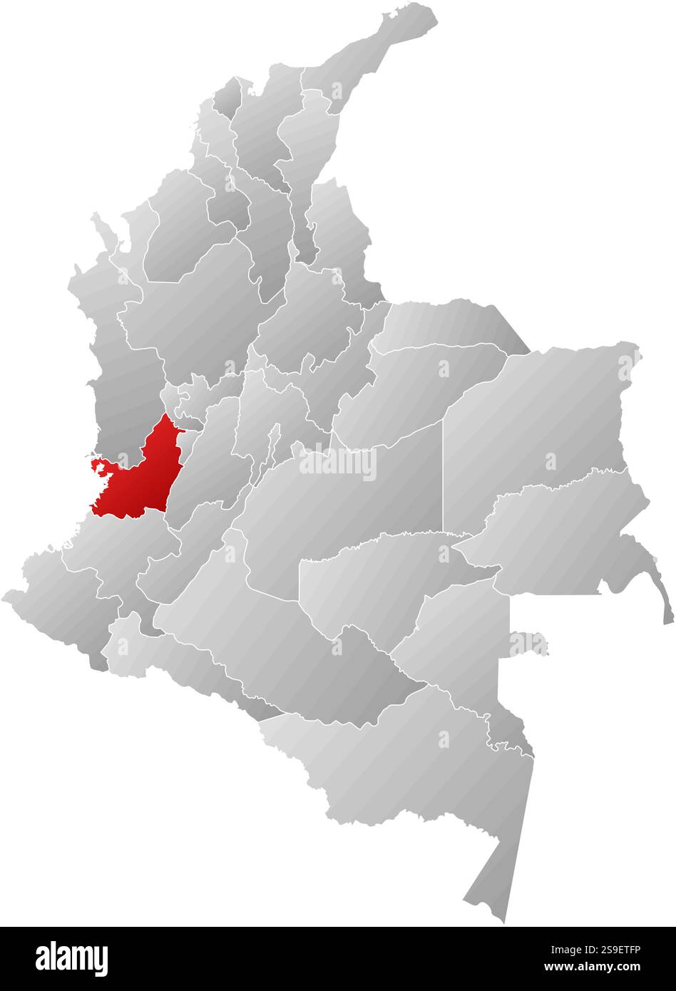 Map of Colombia with the provinces, filled with a linear gradient ...