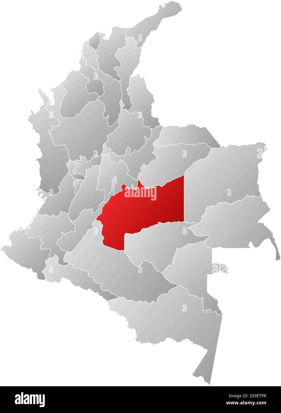 Map of Colombia with the provinces, filled with a linear gradient, Meta ...