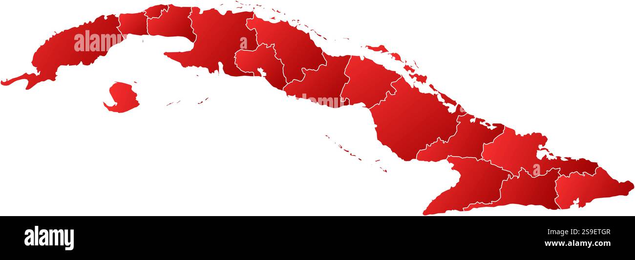 Map of Cuba with the provinces, filled with a linear gradient Stock ...