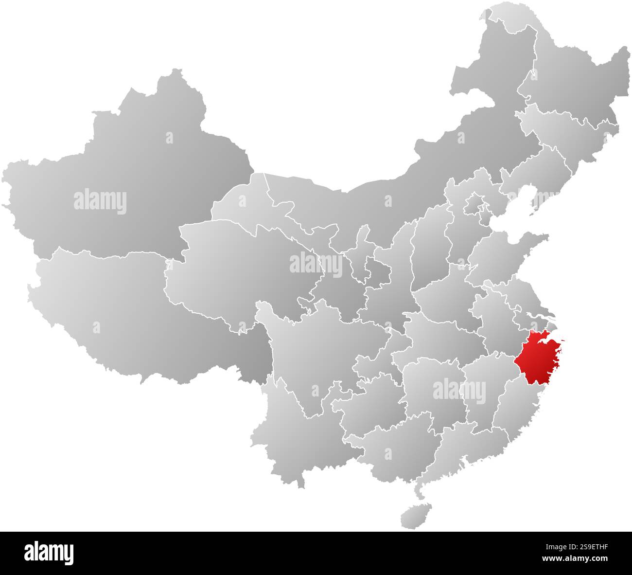 Map of China with the provinces, filled with a linear gradient ...