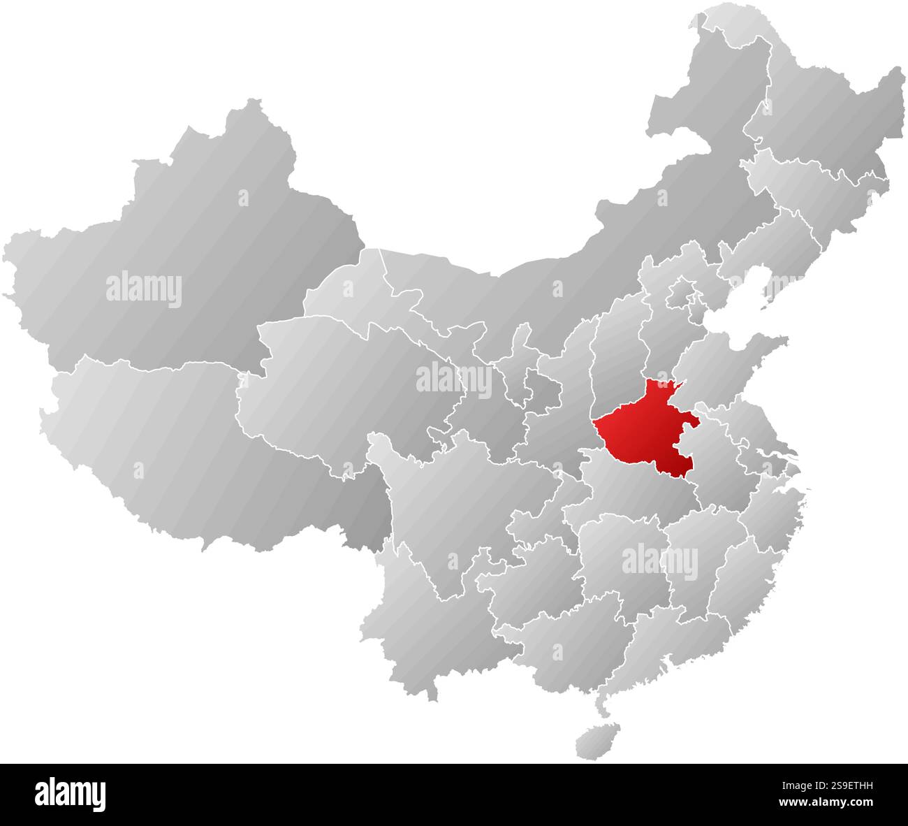 Map of China with the provinces, filled with a linear gradient, Henan ...