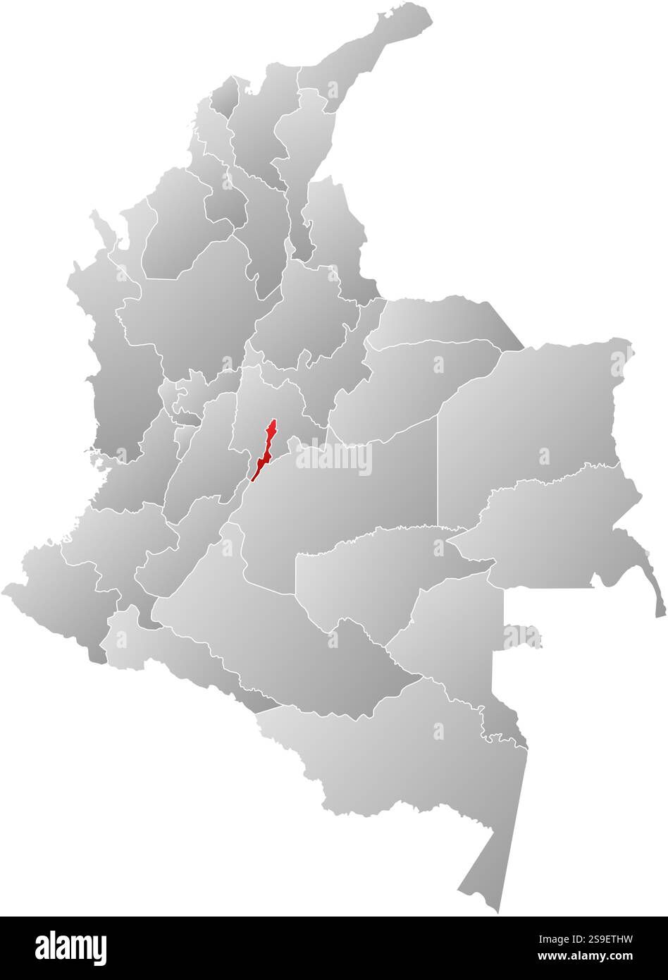 Map of Colombia with the provinces, filled with a linear gradient ...