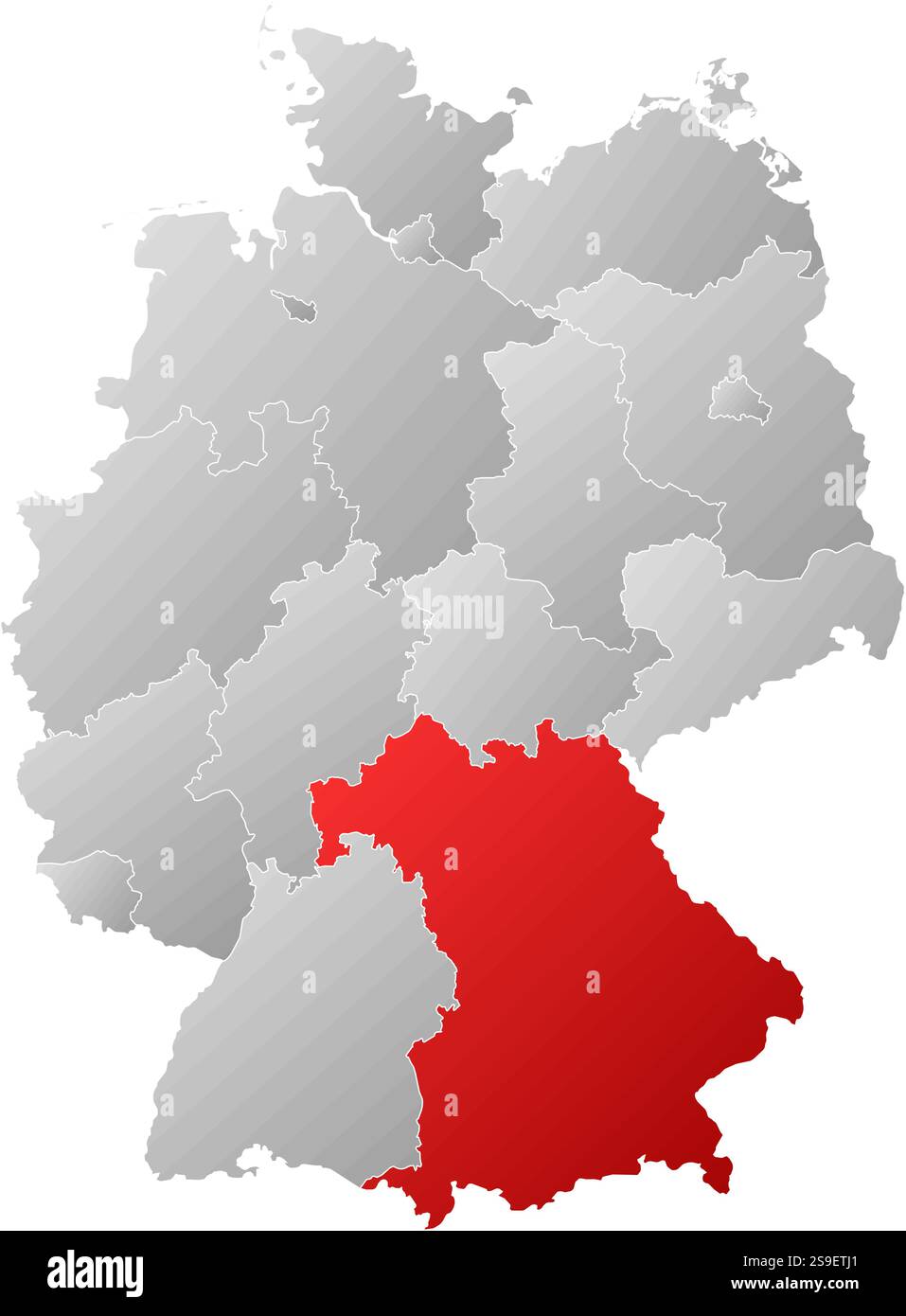 Map of Germany with the provinces, filled with a linear gradient, Bavaria is highlighted Stock ...