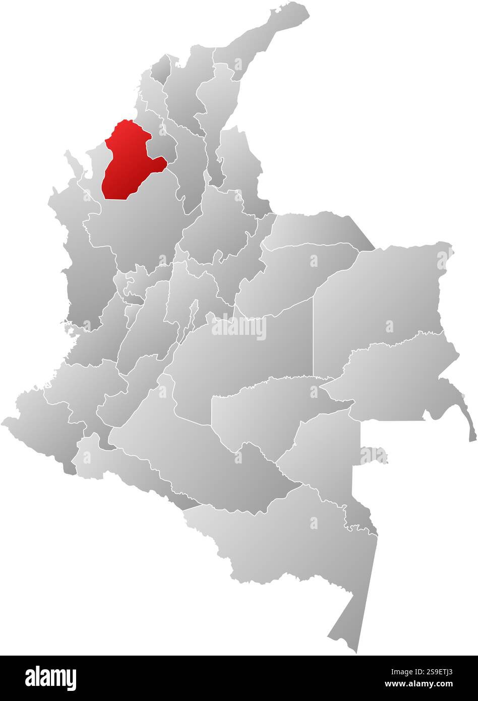 Map of Colombia with the provinces, filled with a linear gradient ...