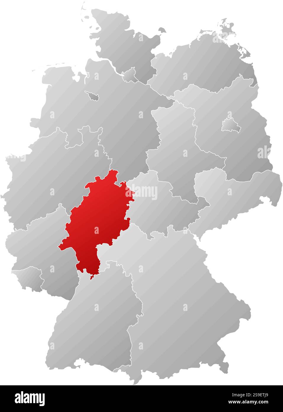 Map of Germany with the provinces, filled with a linear gradient, Hesse ...