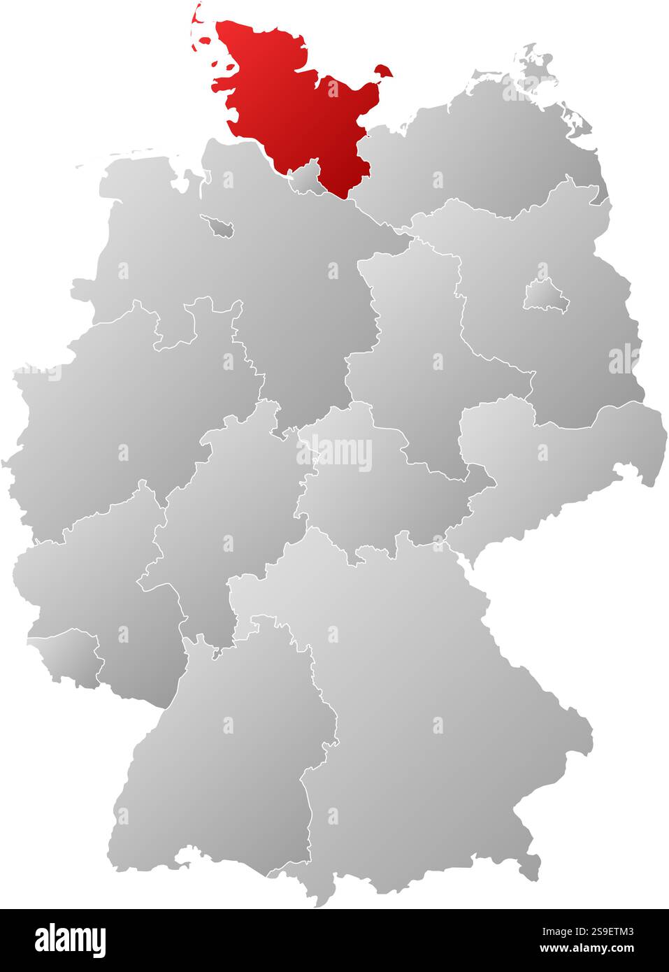 Map of Germany with the provinces, filled with a linear gradient ...