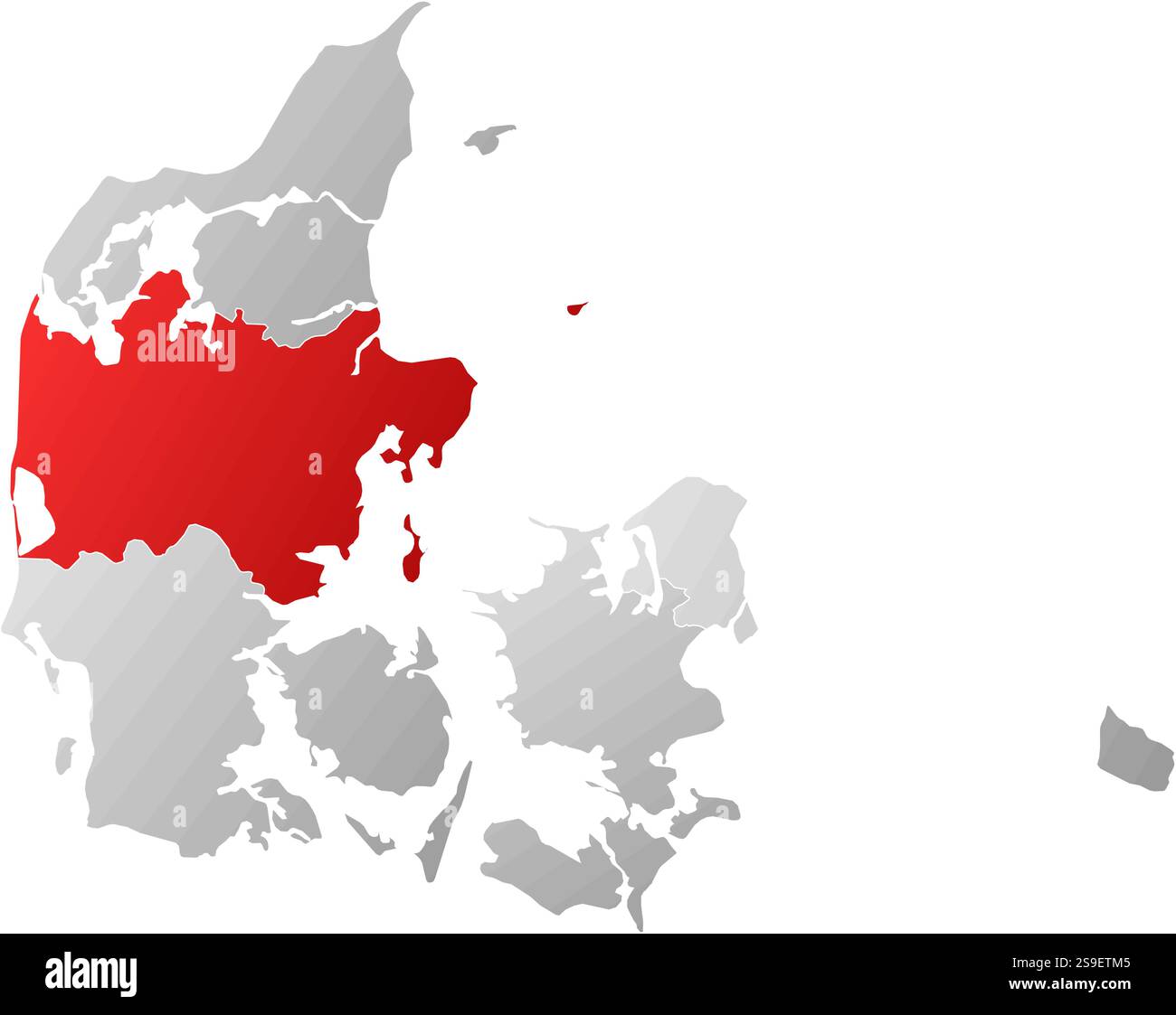 Map of Danmark with the provinces, filled with a linear gradient ...
