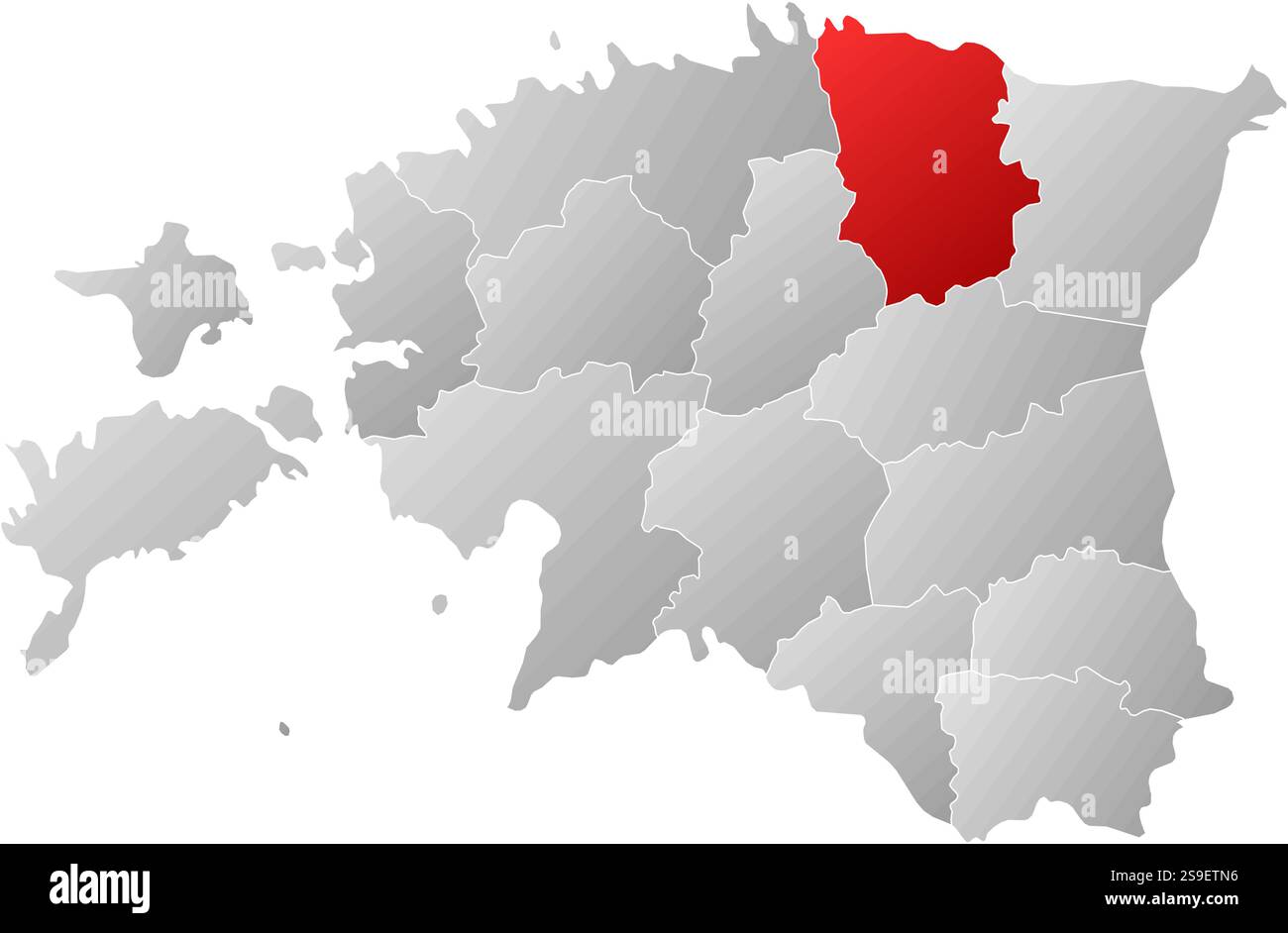 Map of Estonia with the provinces, filled with a linear gradient, Lääne ...