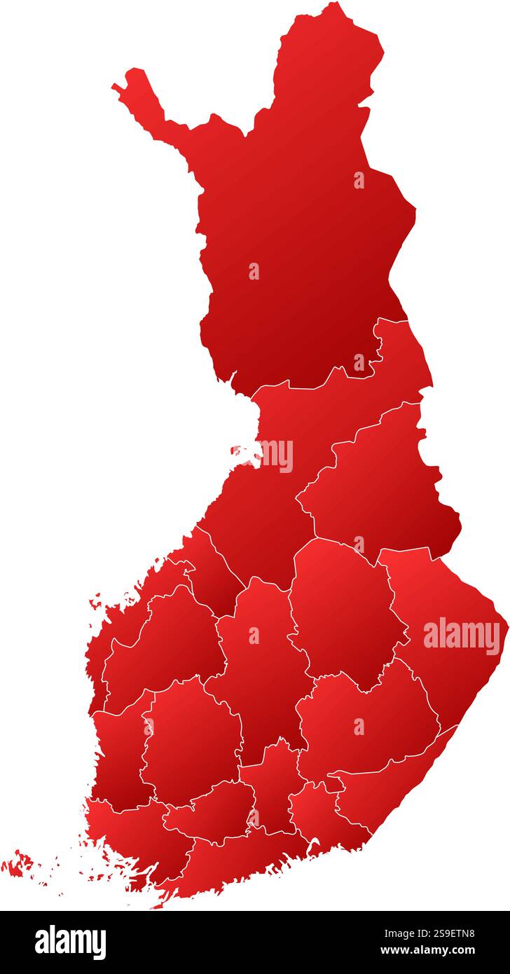 Map of Finland with the provinces, filled with a linear gradient Stock ...