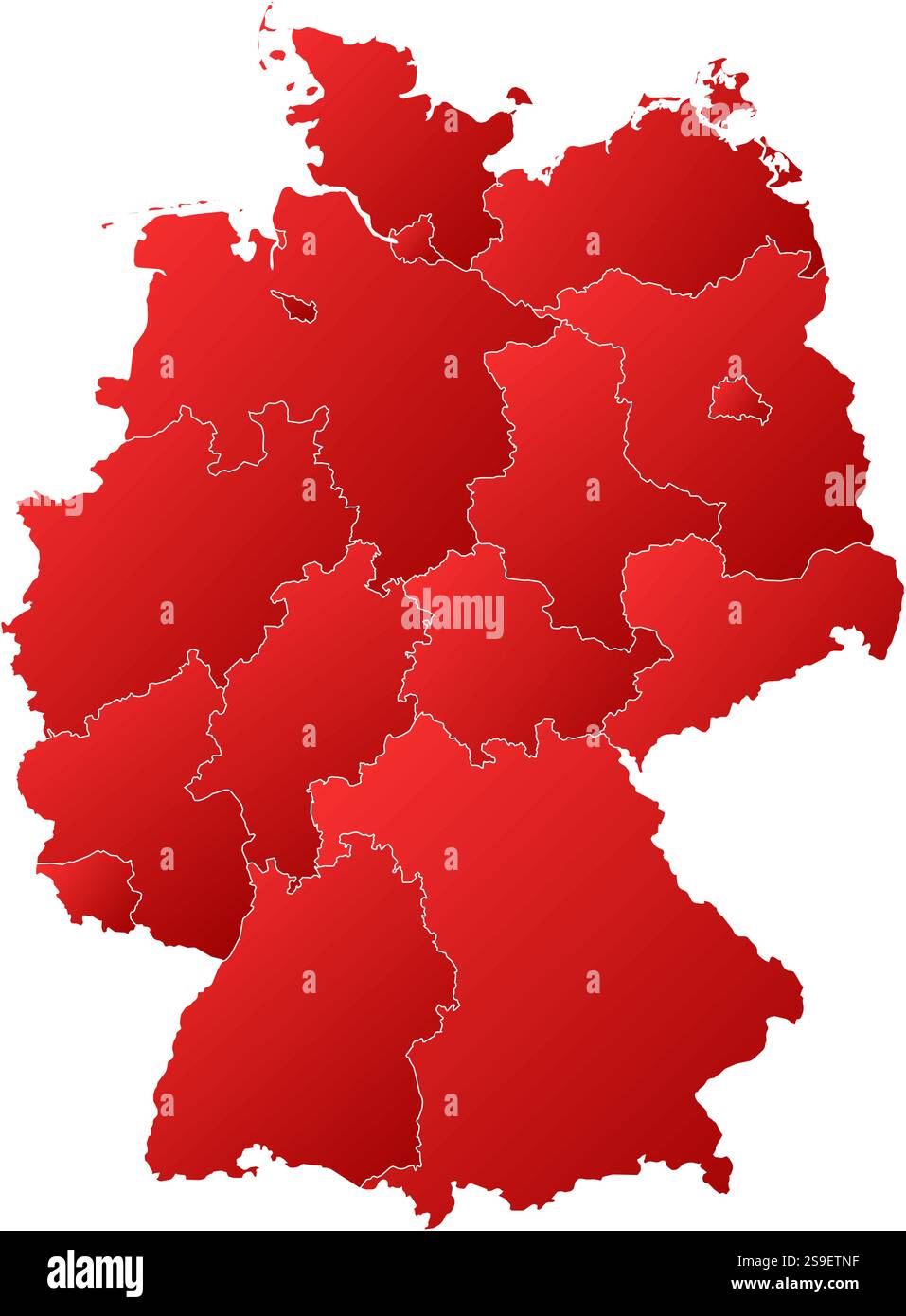 Map of Germany with the provinces, filled with a linear gradient Stock ...