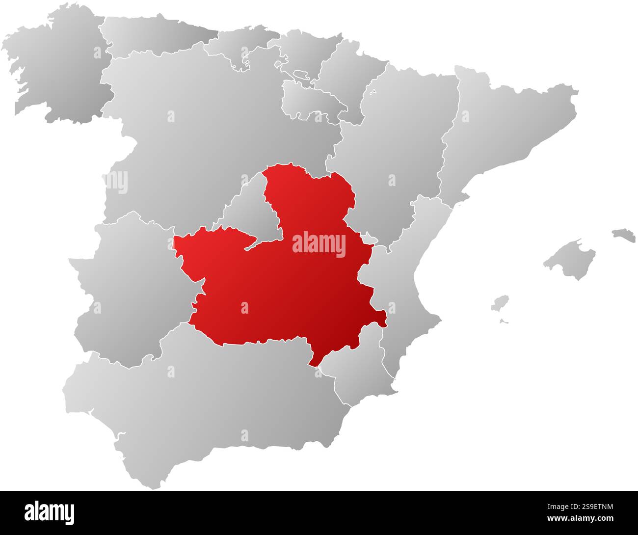 Map of Spain with the provinces, filled with a linear gradient, Castile ...