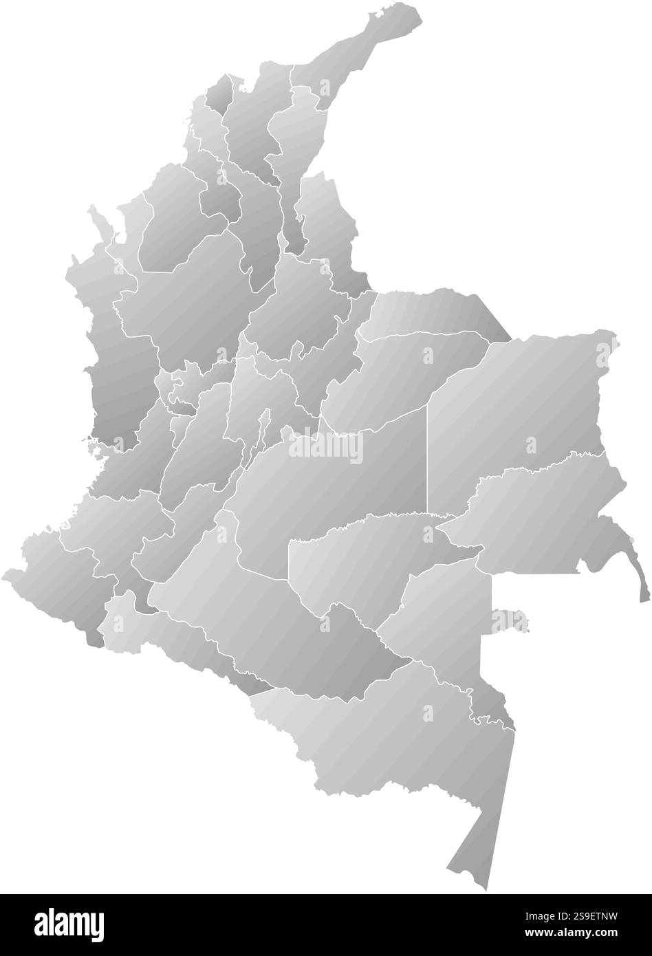 Map of Colombia with the provinces, filled with a linear gradient Stock ...