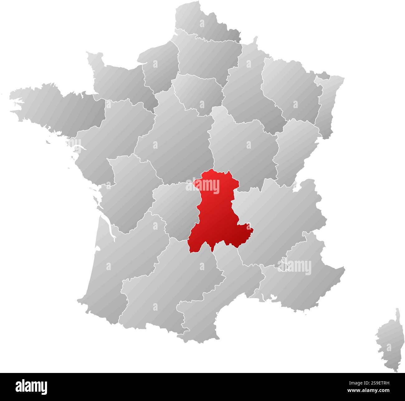 Map of France with the provinces, filled with a linear gradient ...