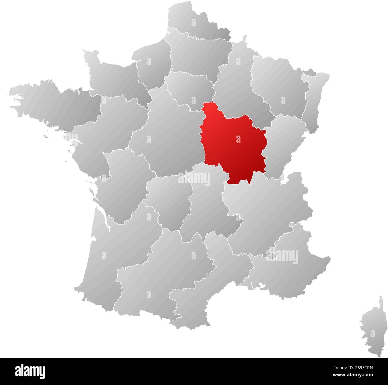 Map of France with the provinces, filled with a linear gradient ...