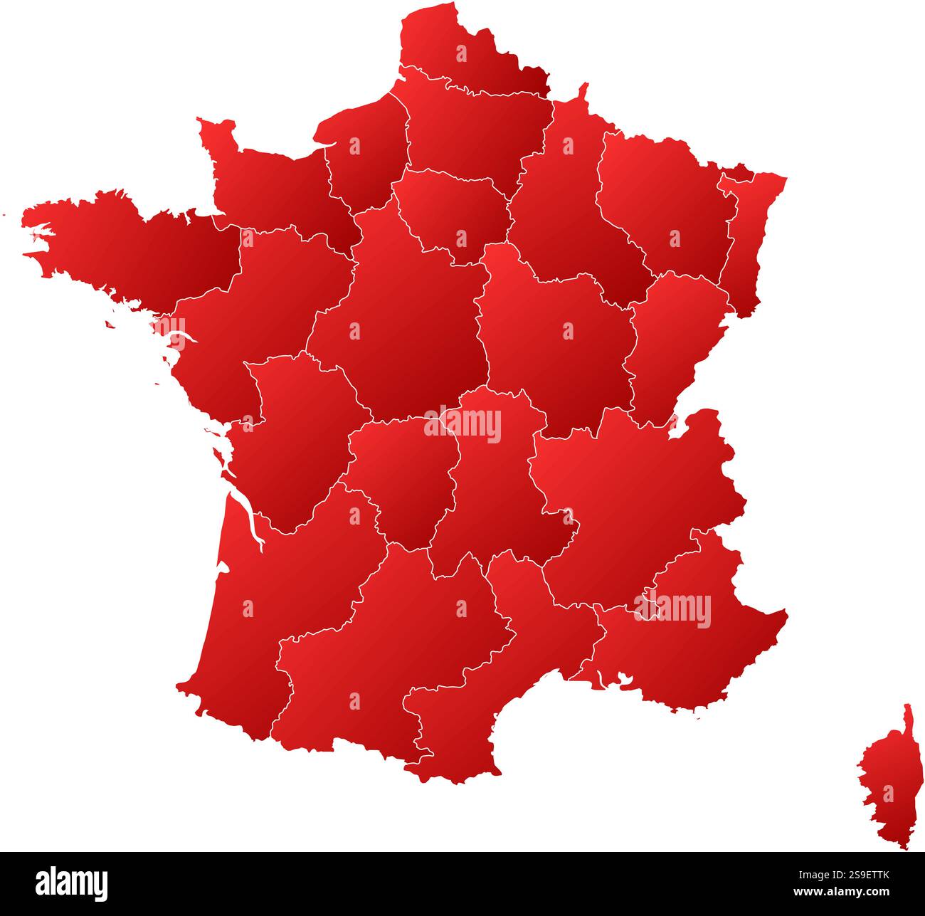 Map of France with the provinces, filled with a linear gradient Stock ...