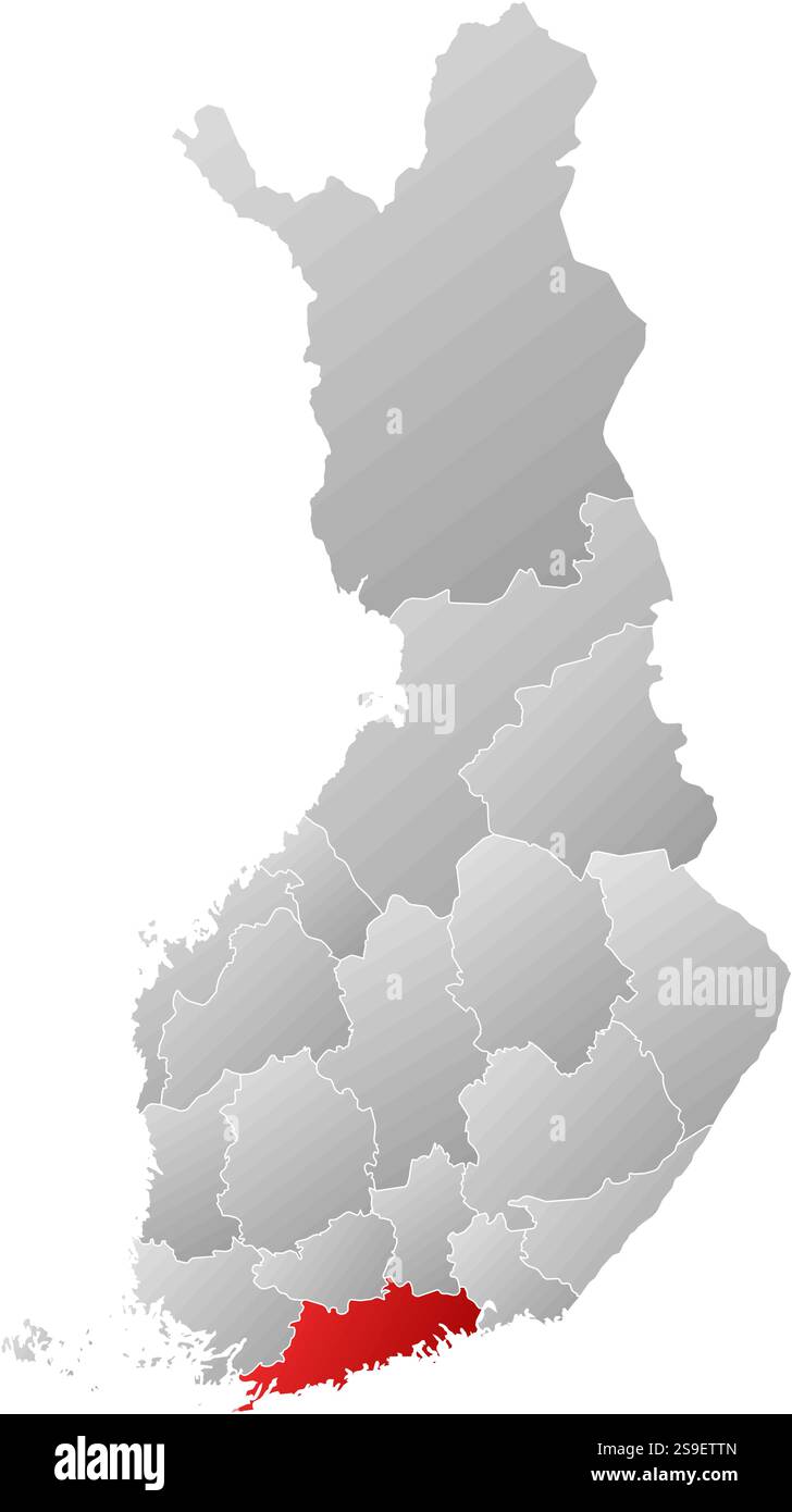 Map of Finland with the provinces, filled with a linear gradient ...