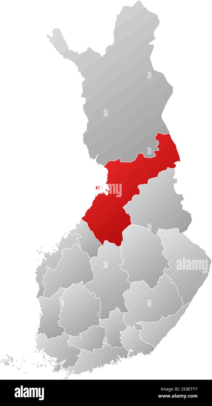 Map of Finland with the provinces, filled with a linear gradient ...