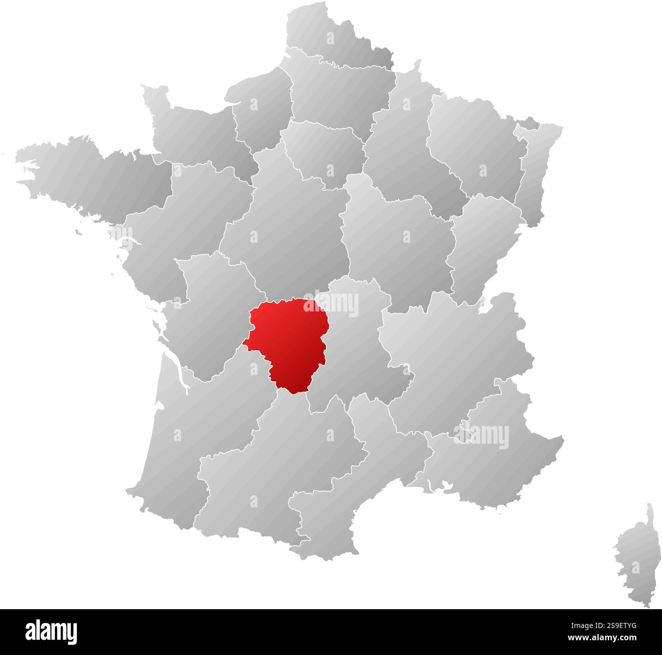 Map of France with the provinces, filled with a linear gradient ...