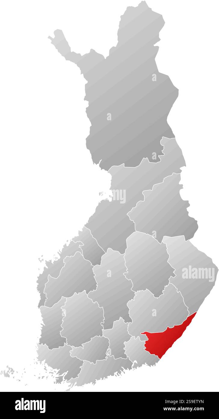 Map of Finland with the provinces, filled with a linear gradient, South ...
