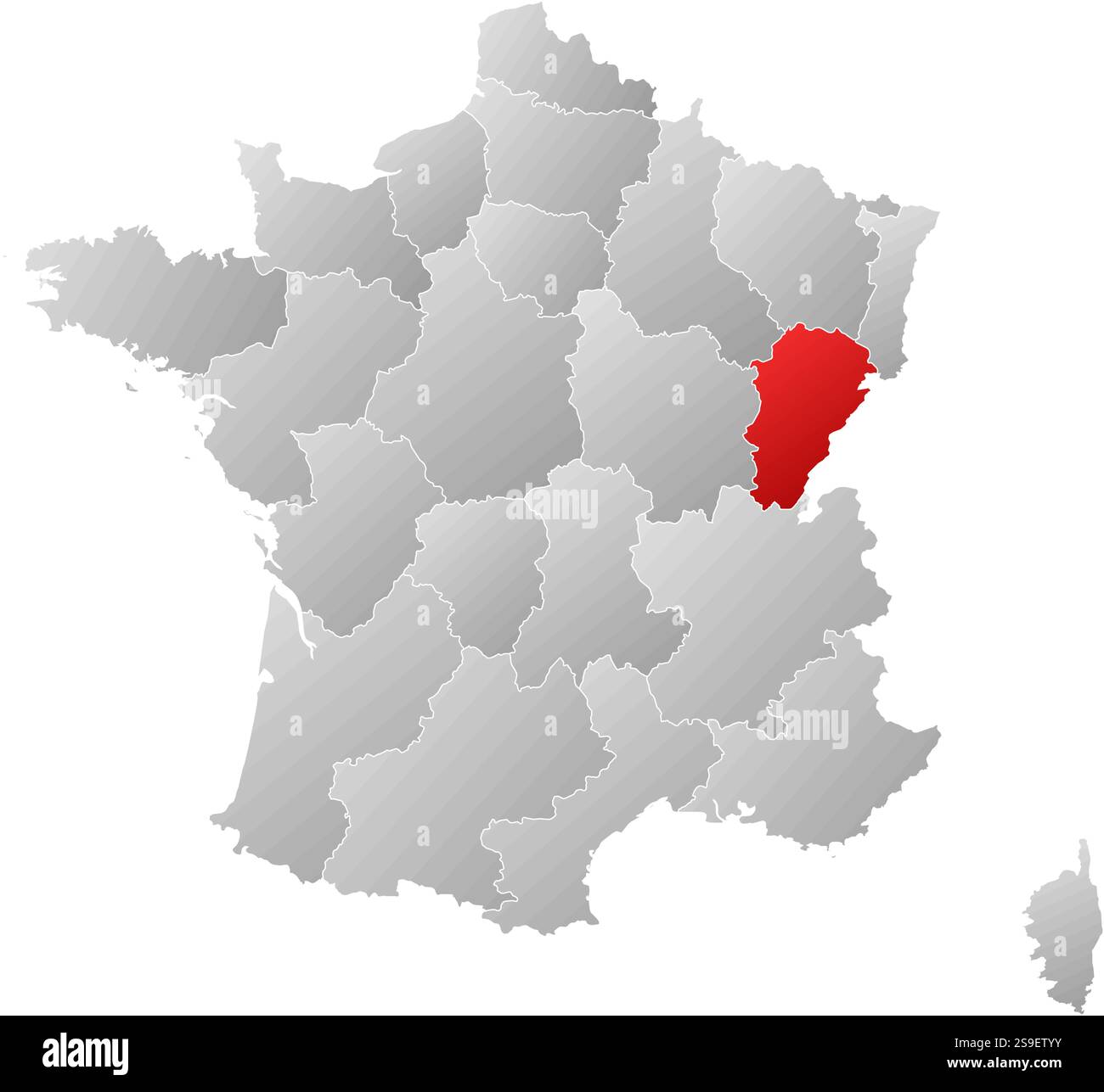 Map of France with the provinces, filled with a linear gradient ...