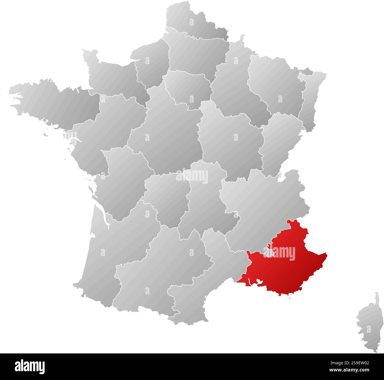 Map of France with the provinces, filled with a linear gradient ...