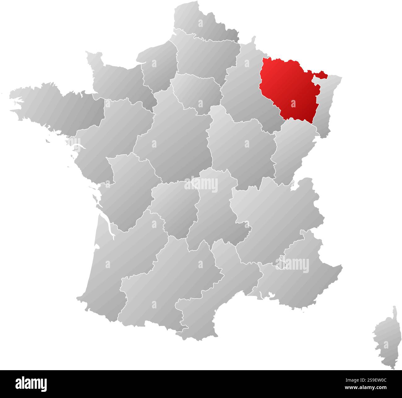 Map of France with the provinces, filled with a linear gradient ...