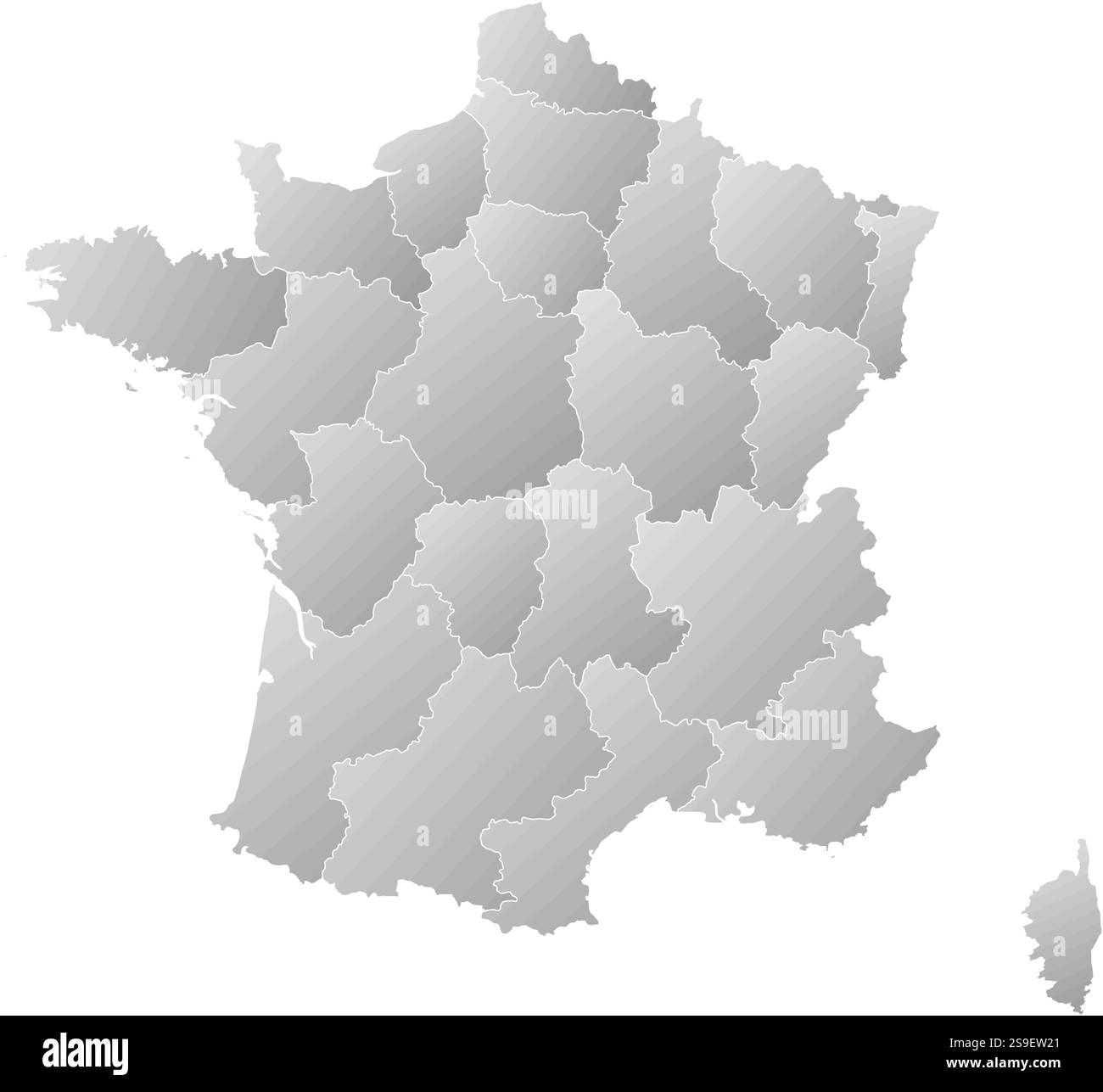 Map of France with the provinces, filled with a linear gradient Stock ...