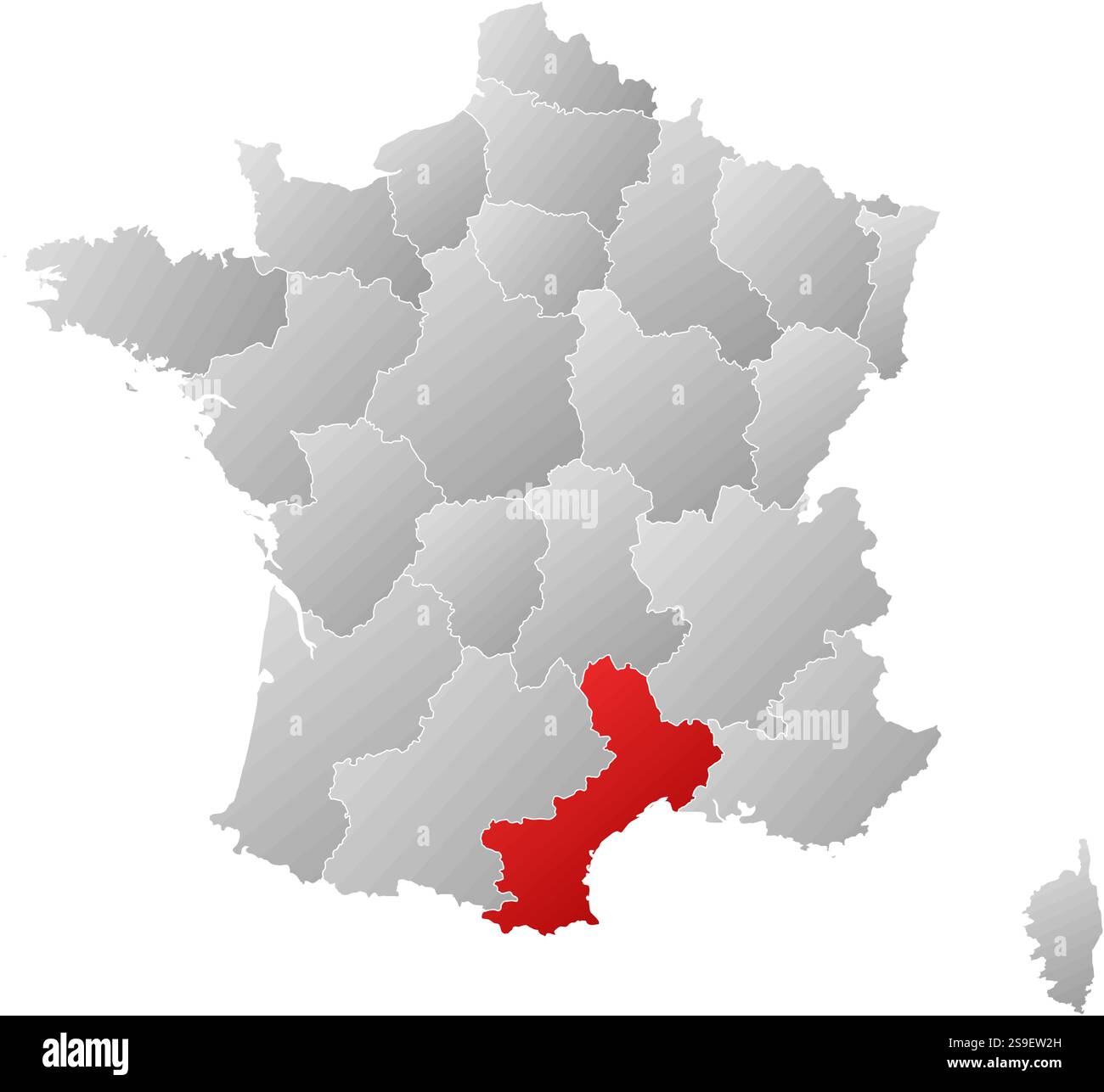 Map of France with the provinces, filled with a linear gradient ...