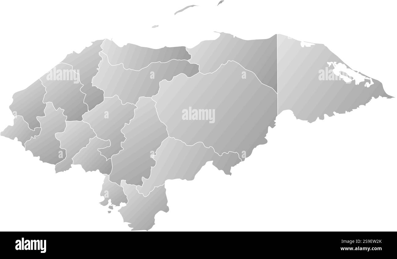 Map of Honduras with the provinces, filled with a linear gradient Stock ...