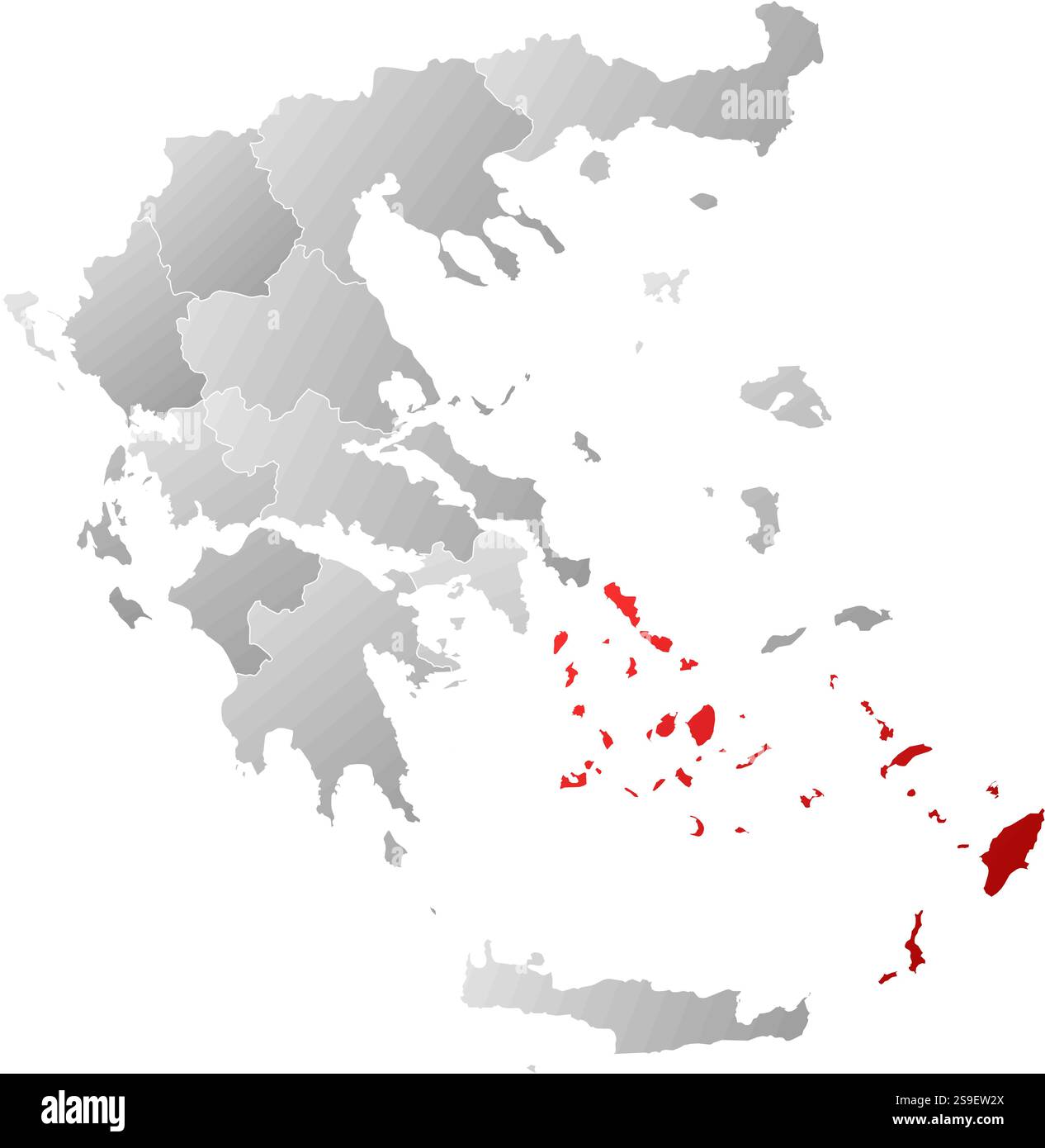 Map of Greece with the provinces, filled with a linear gradient, South ...