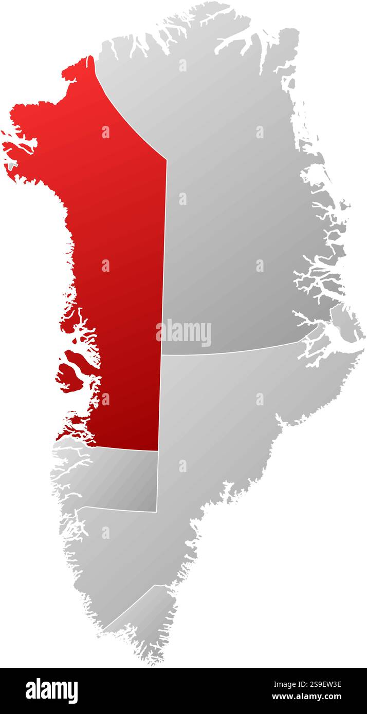 Map of Greenland with the provinces, filled with a linear gradient ...