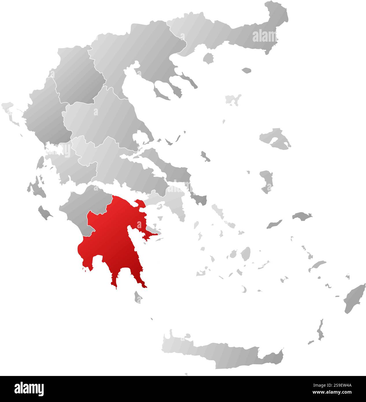 Map of Greece with the provinces, filled with a linear gradient ...