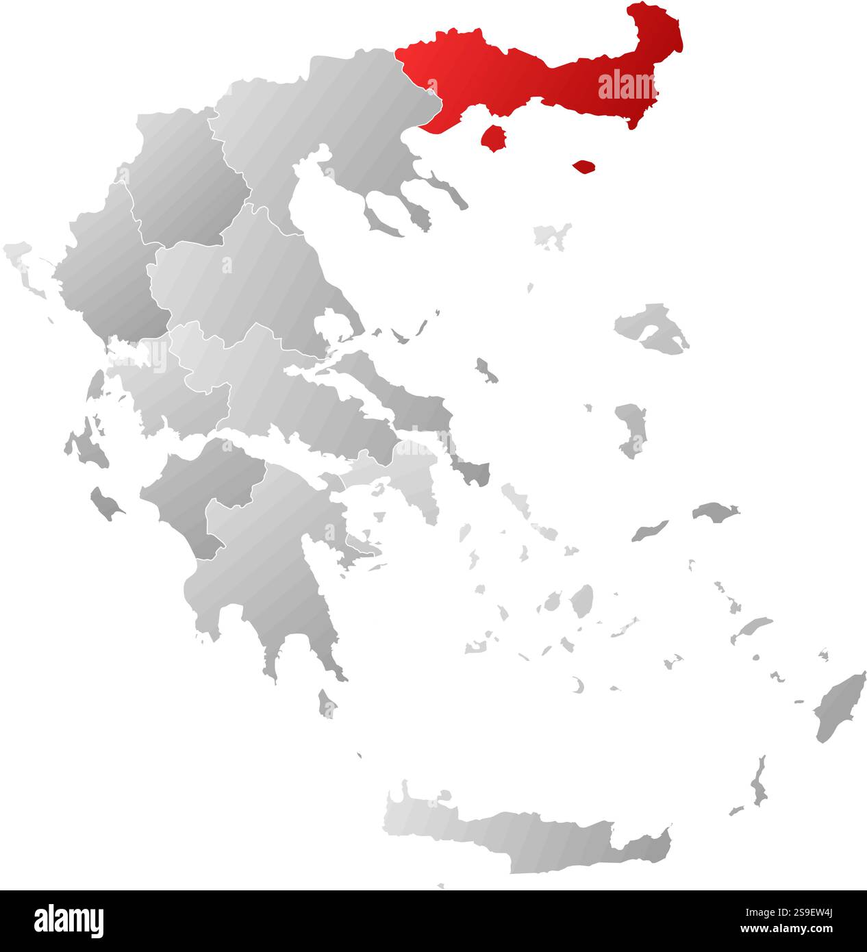 Map of Greece with the provinces, filled with a linear gradient, East ...