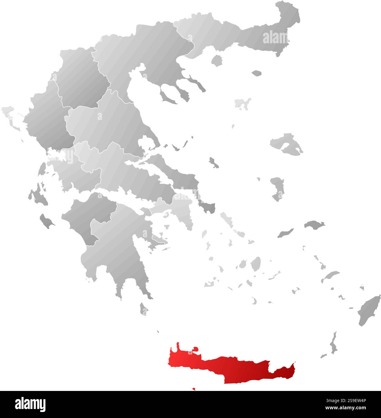 Map of Greece with the provinces, filled with a linear gradient, Crete ...