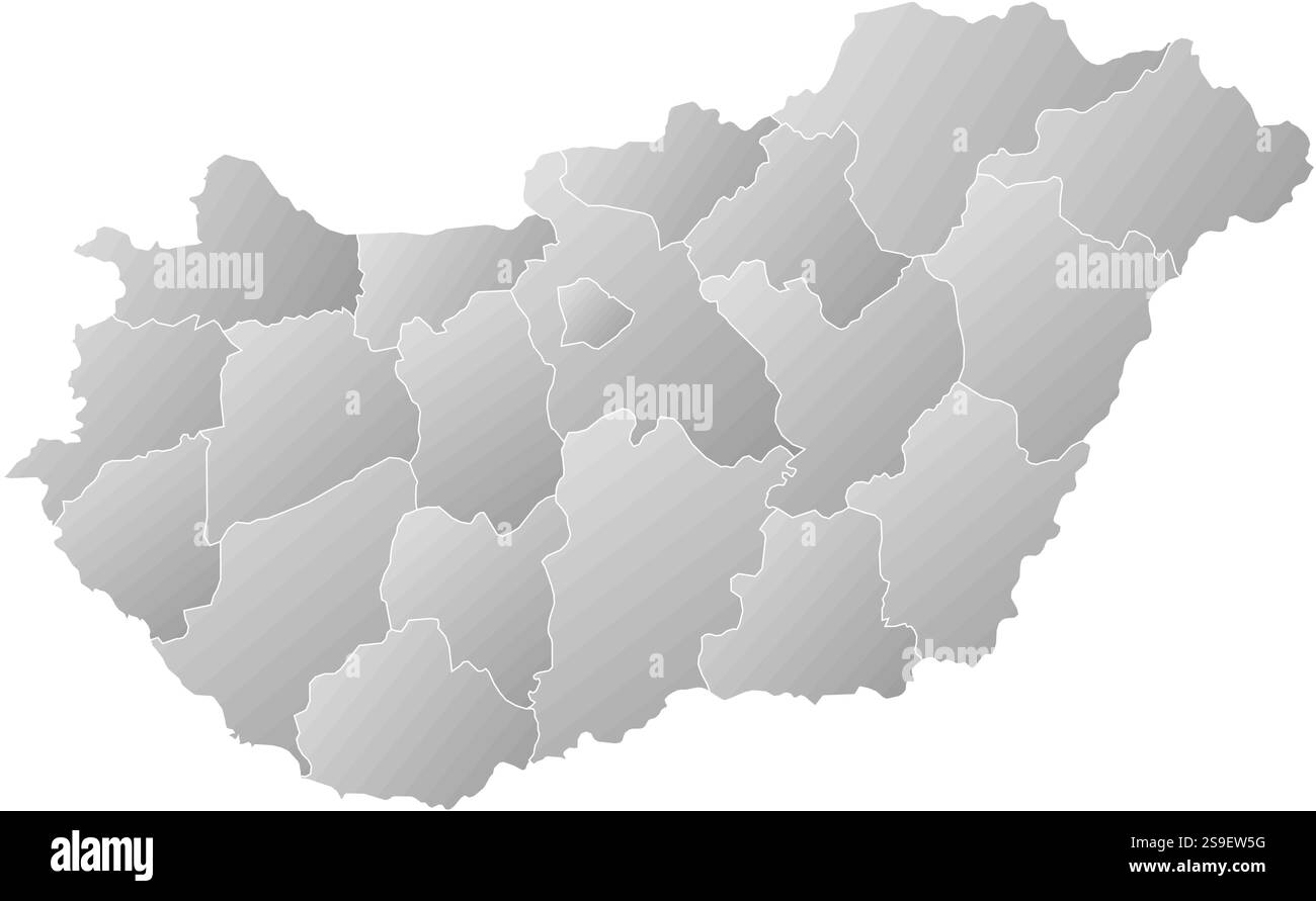 Map of Hungary with the provinces, filled with a linear gradient Stock ...
