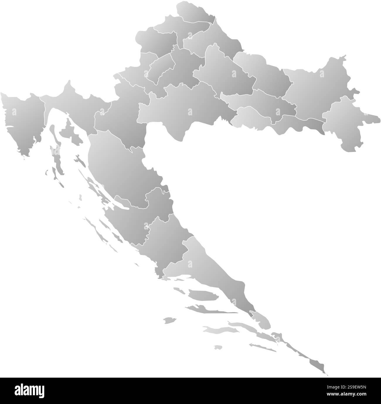 Map of Croatia with the provinces, filled with a linear gradient Stock ...
