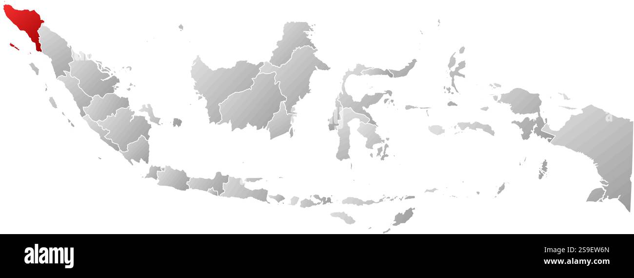 Map of Indonesia with the provinces, filled with a linear gradient ...