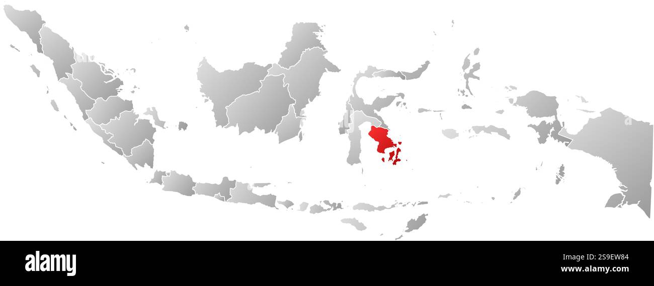 Map of Indonesia with the provinces, filled with a linear gradient ...